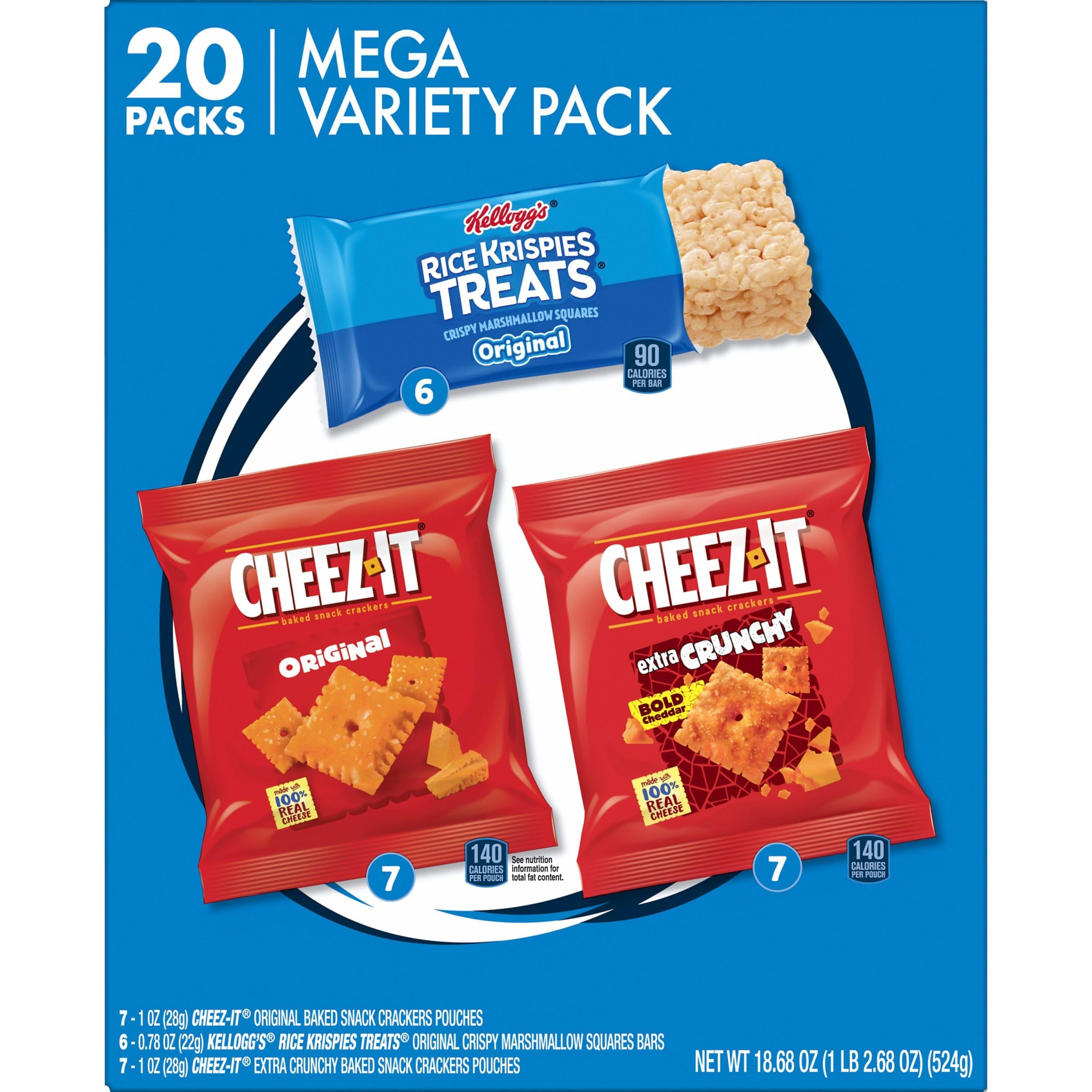 Kellogg's Cheez-It & Rice Krispies Treats, Lunch Snacks, Mega Variety ...